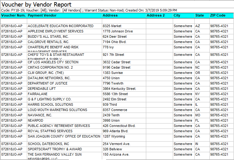 AP Voucher by Vendor Report