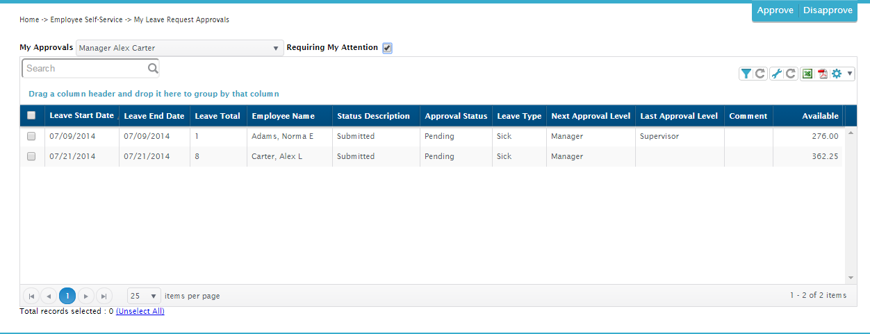 ESS View Active Employee Leave Requests ESS View Active Employee Leave Requests