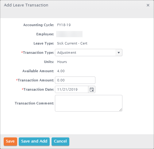 HR Leave Type Detail tab