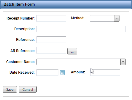 AR Create Cash Receipts Batch