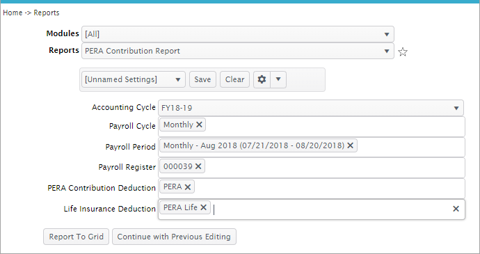 SSCO PERA Contribution Report