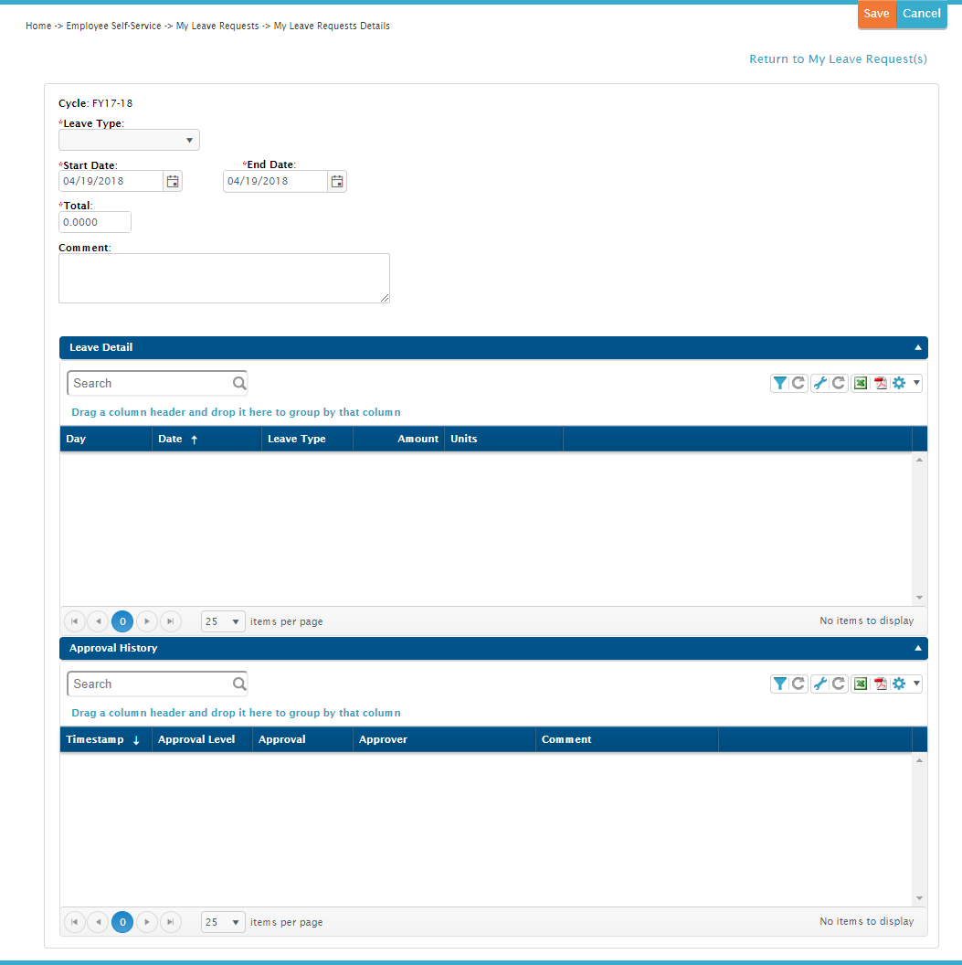 ESS Create a Leave Request