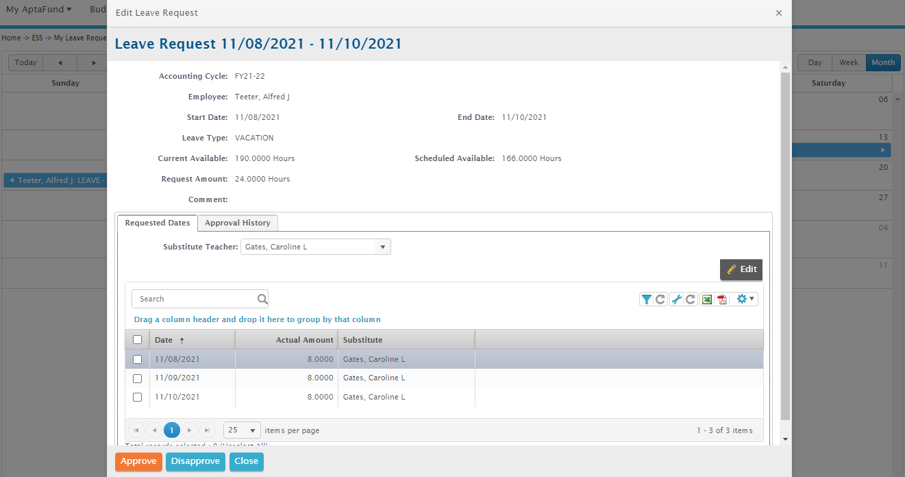 nESS Disapprove a Leave Request