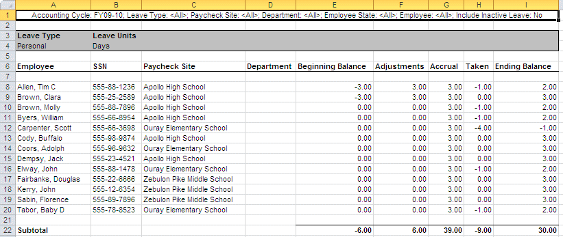 HR Employee Mgt Leave Type Balance Report