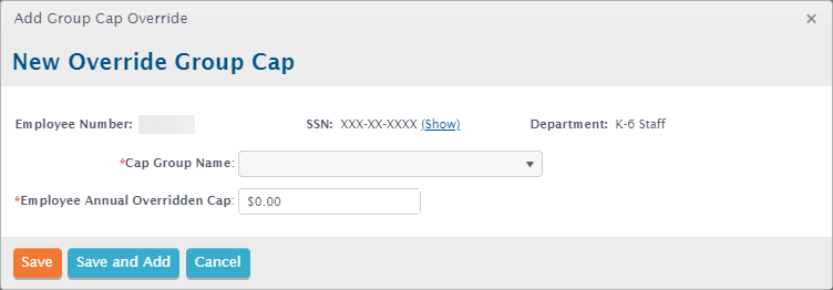 PY Create Deduction Set - Override Group Cap