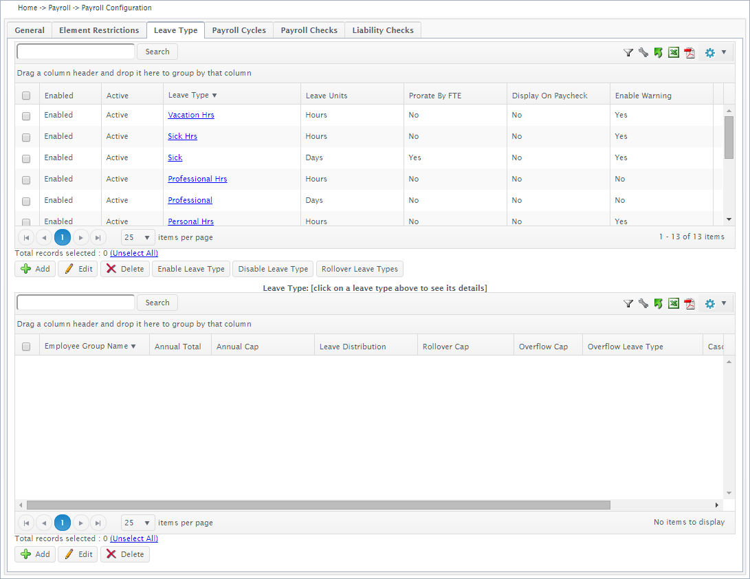 PY Verify Modify Rolled Over Leave Types