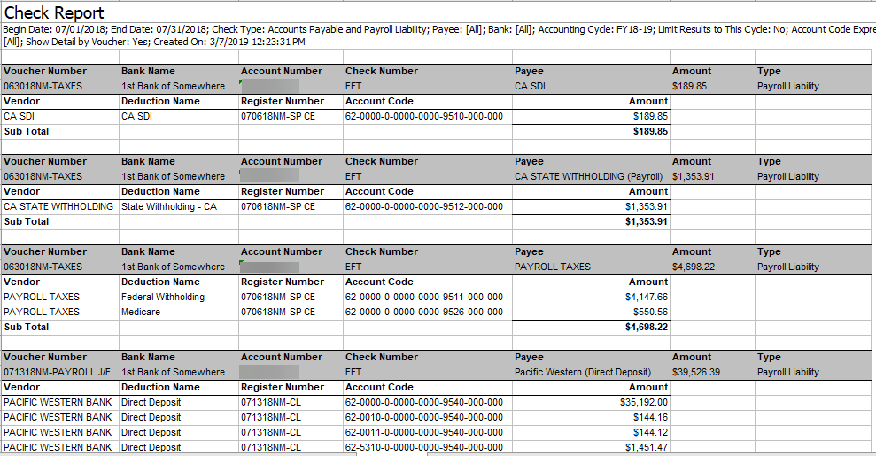 AP Check Report